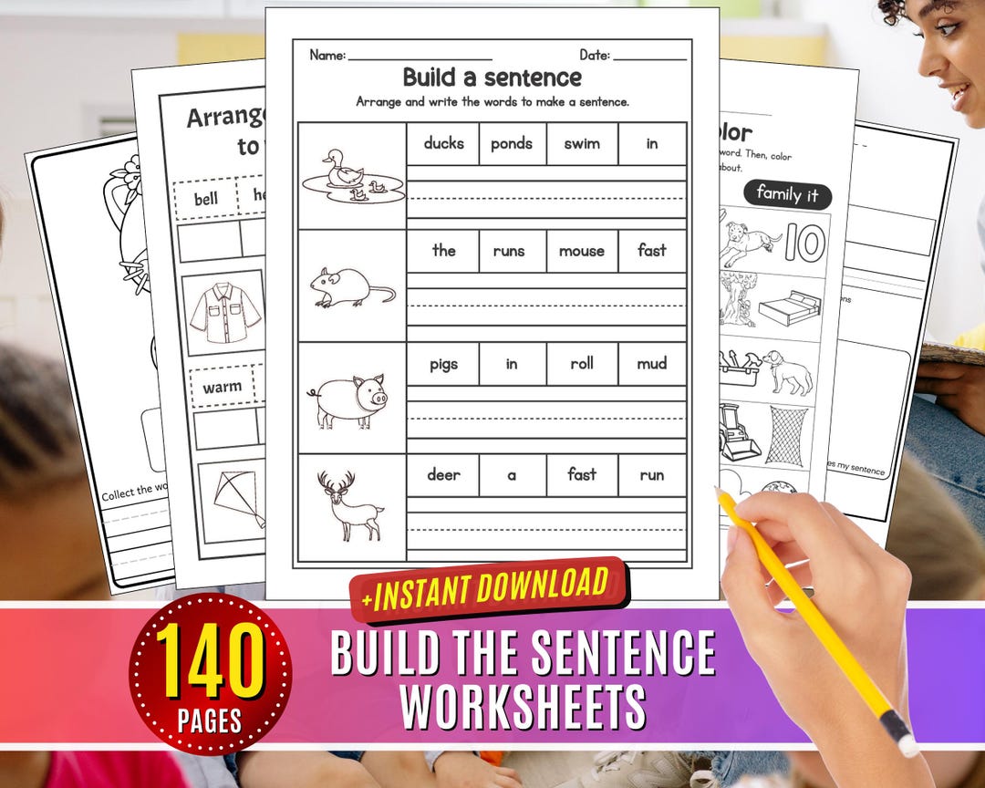 Sentence Building Writing Structure Practice Exercises Worksheets Short ...