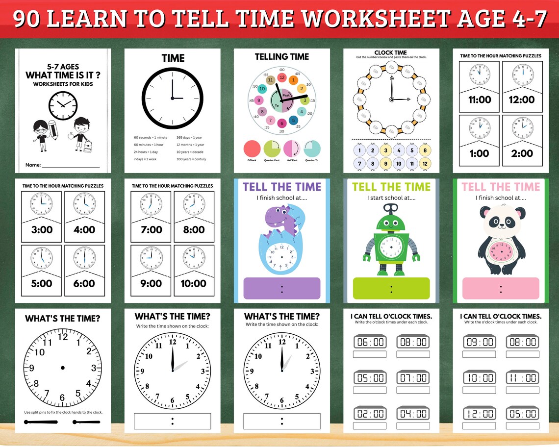 Learn to Tell Time Worksheets Teaching Time Clock, Time Sheets Watch ...