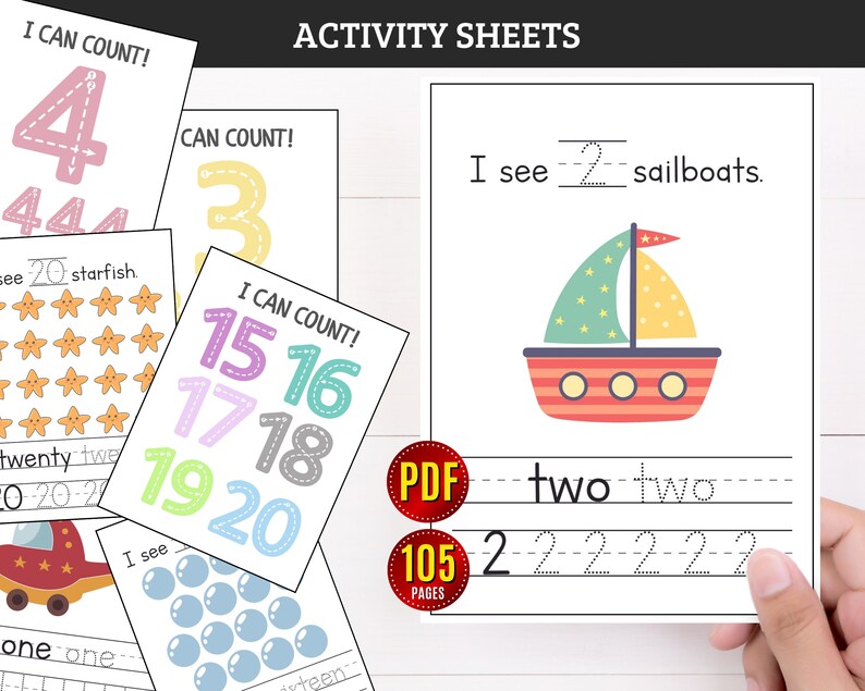 Number Tracing Worksheet Printable 1 20 Number Writing Practice 1 to 20 ...