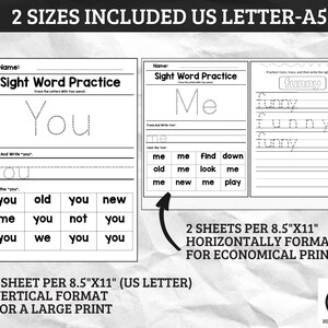 Dolch Sight Word Worksheets Kindergarten High Frequency Printable ...