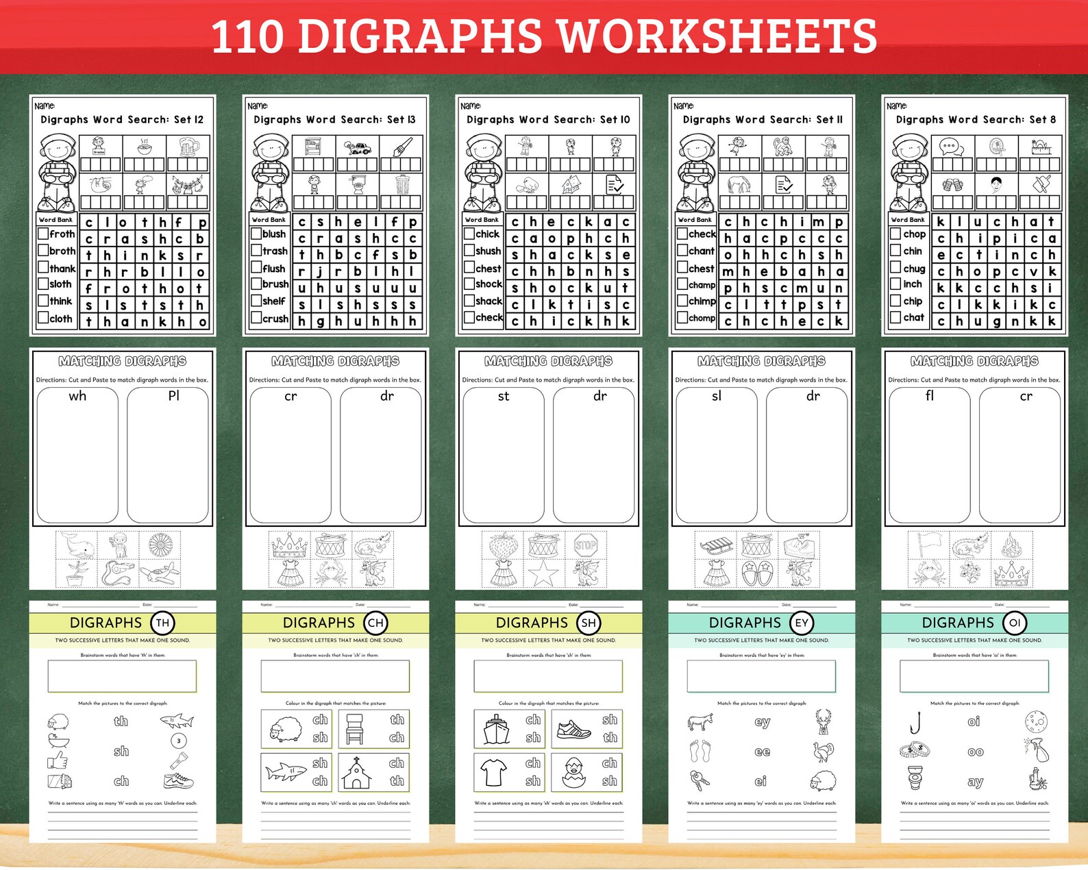 Digraphs Worksheets Beginning Phonics Activity Blends, Sh Ch Th ...
