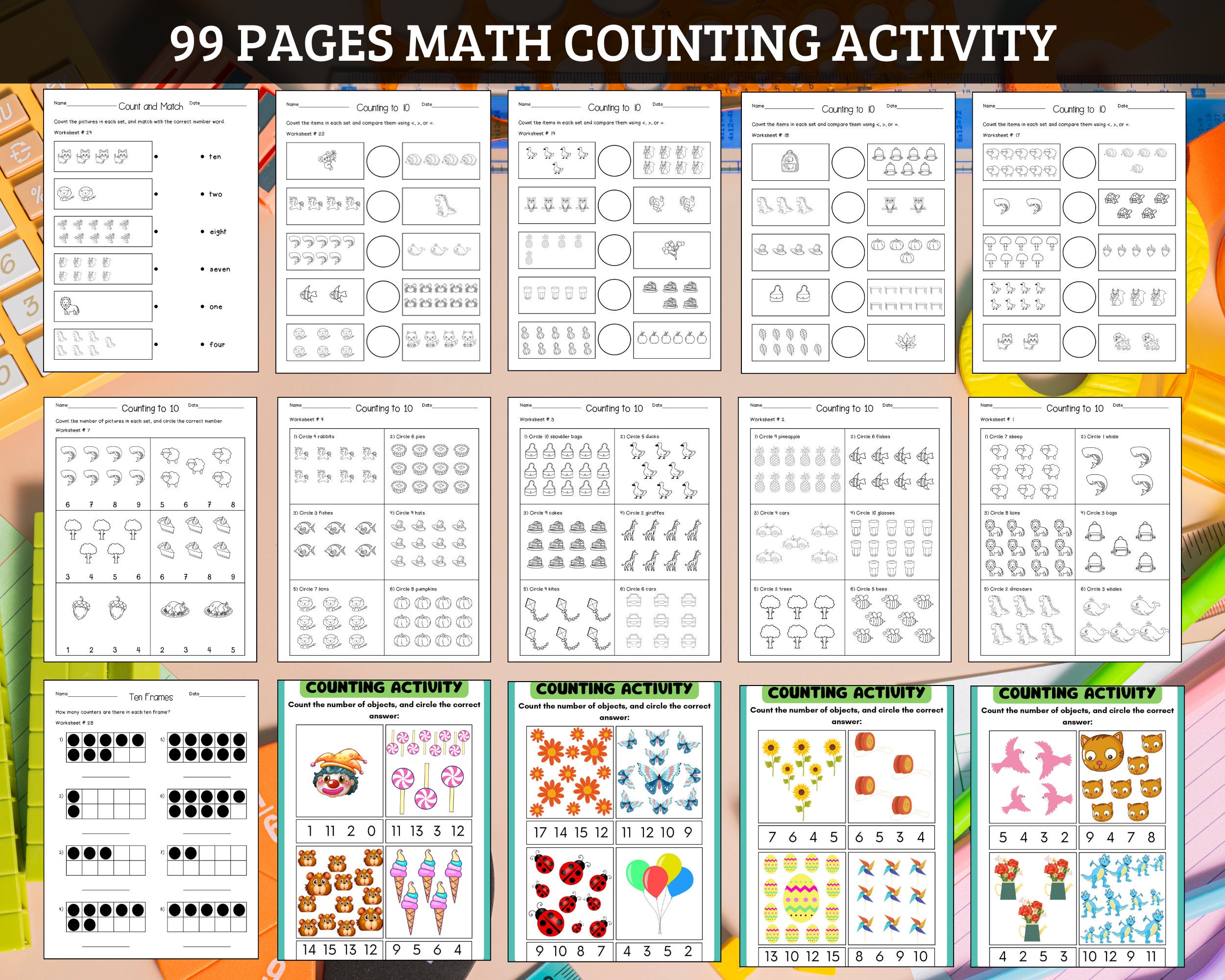 Counting Objects Activity, Counting Activities for Preschool Basic Math ...