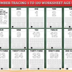 Number Tracing 1 to 100 Worksheet, Number Word Tracing PDF Preschool ...