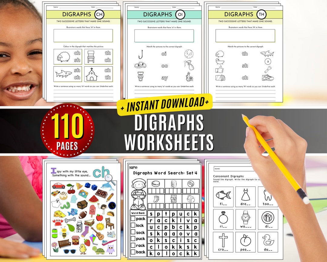 Digraphs Worksheets Beginning Phonics Activity Blends, Sh Ch Th ...