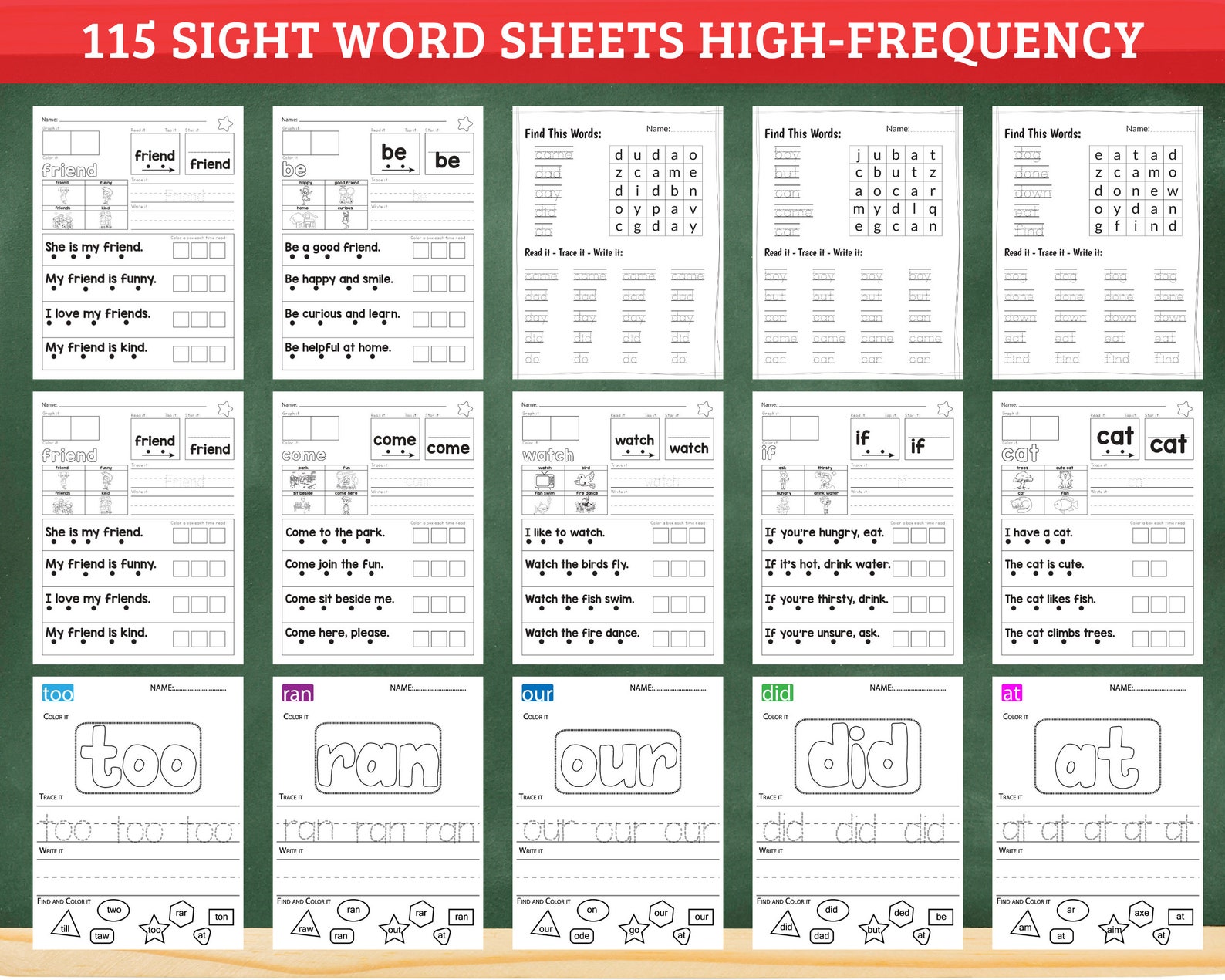 High Frequency Words Worksheets Kindergarten Fry Sight Word Printable ...