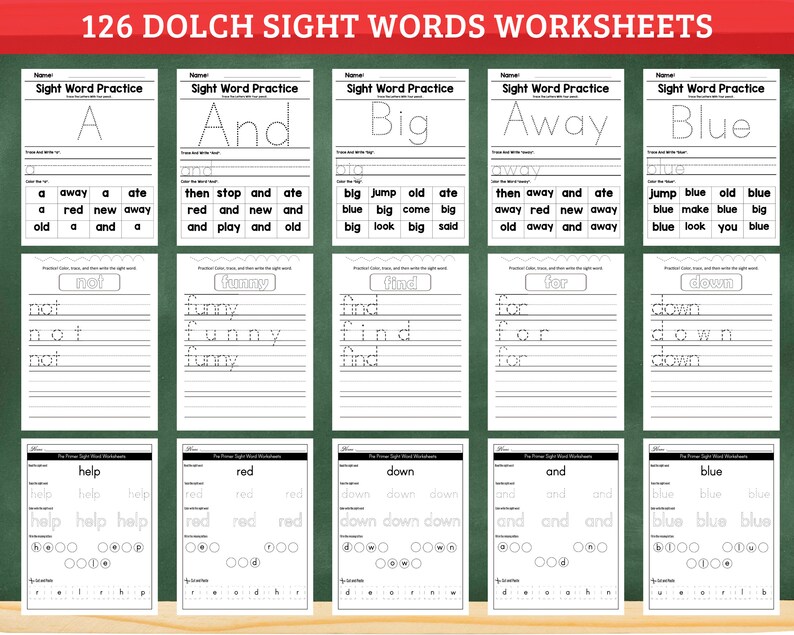 Dolch Sight Word Worksheets Kindergarten High Frequency Printable ...