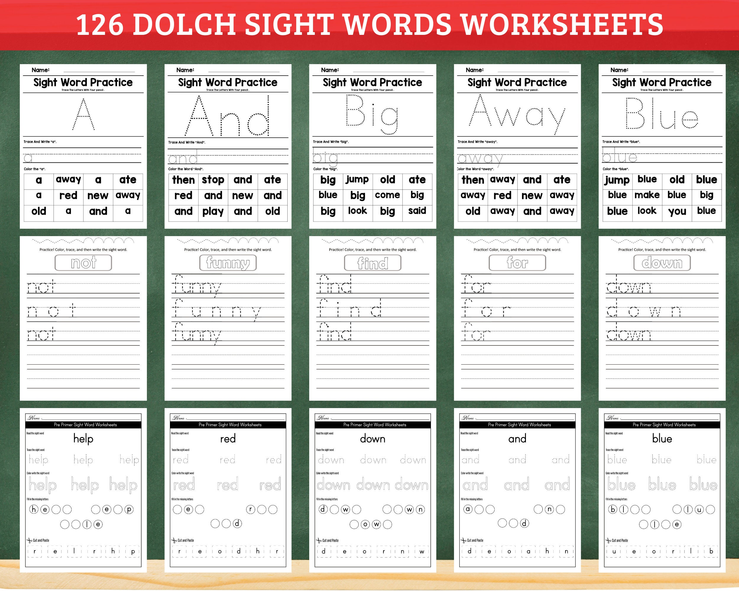 Dolch Sight Word Worksheets Kindergarten High Frequency Printable ...