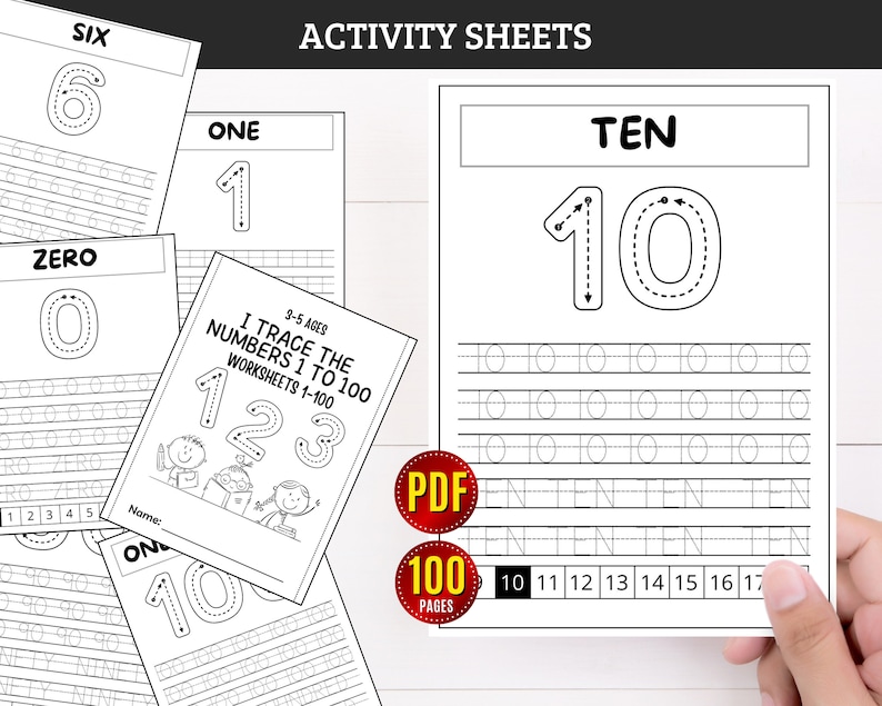Number Tracing 1 to 100 Worksheet, Number Word Tracing PDF Preschool ...