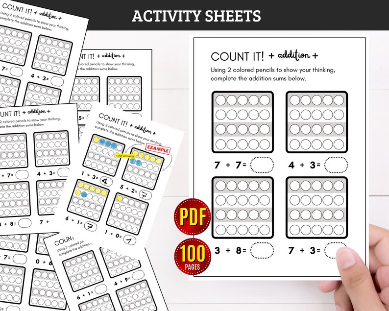 Addition to 20 Worksheets: Ten Frame Math Practice (printable PDF) - Etsy