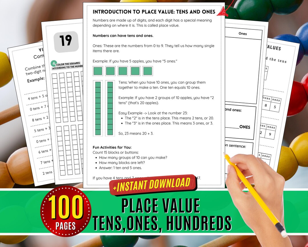 Place Value Worksheet Kindergarten Activity Book for Kids, Math ...
