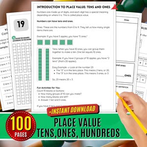 Place Value Worksheet Kindergarten Activity Book for Kids, Math ...