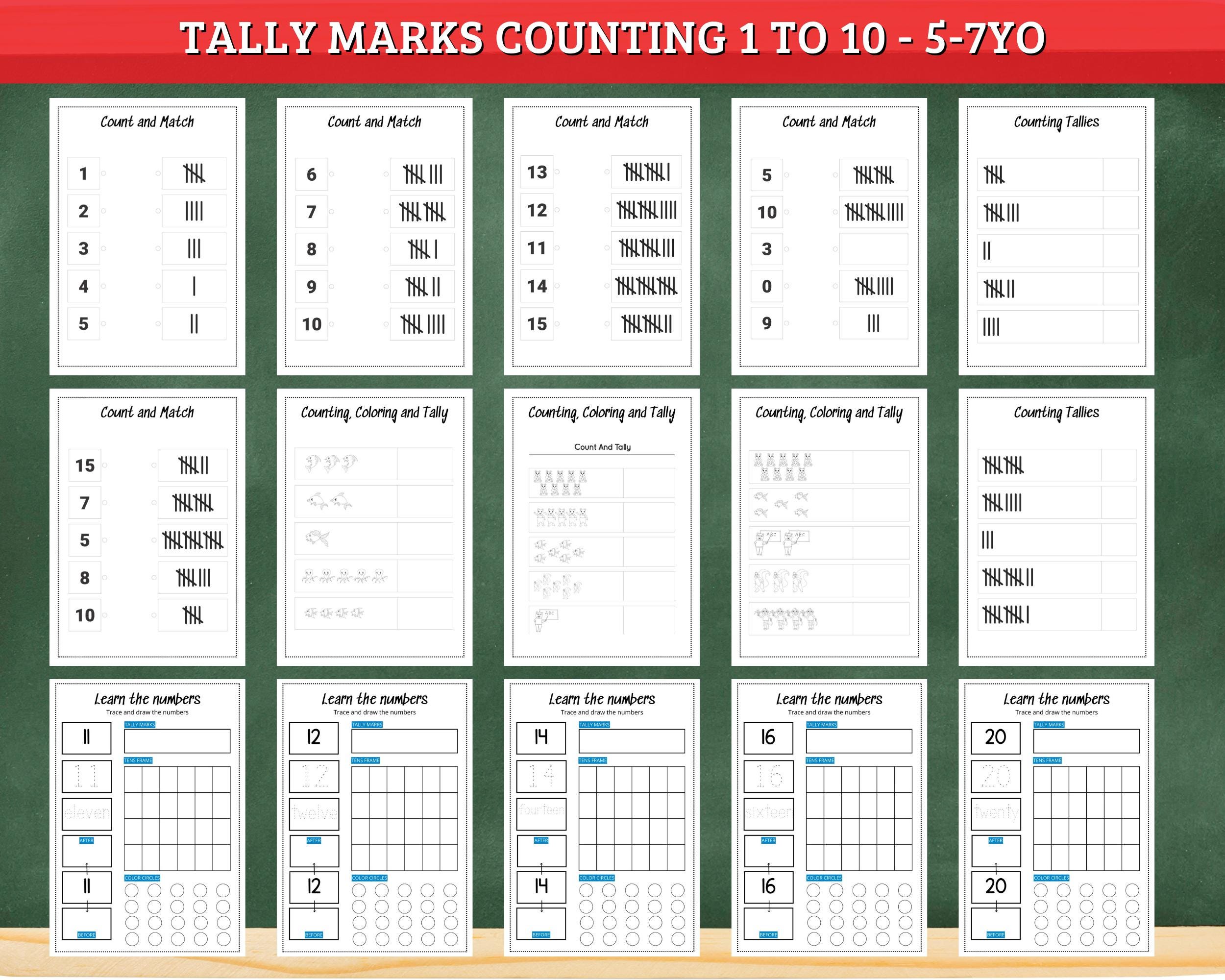 Tally Marks Worksheet Counting to 10 Ten Frame Printable Learning ...