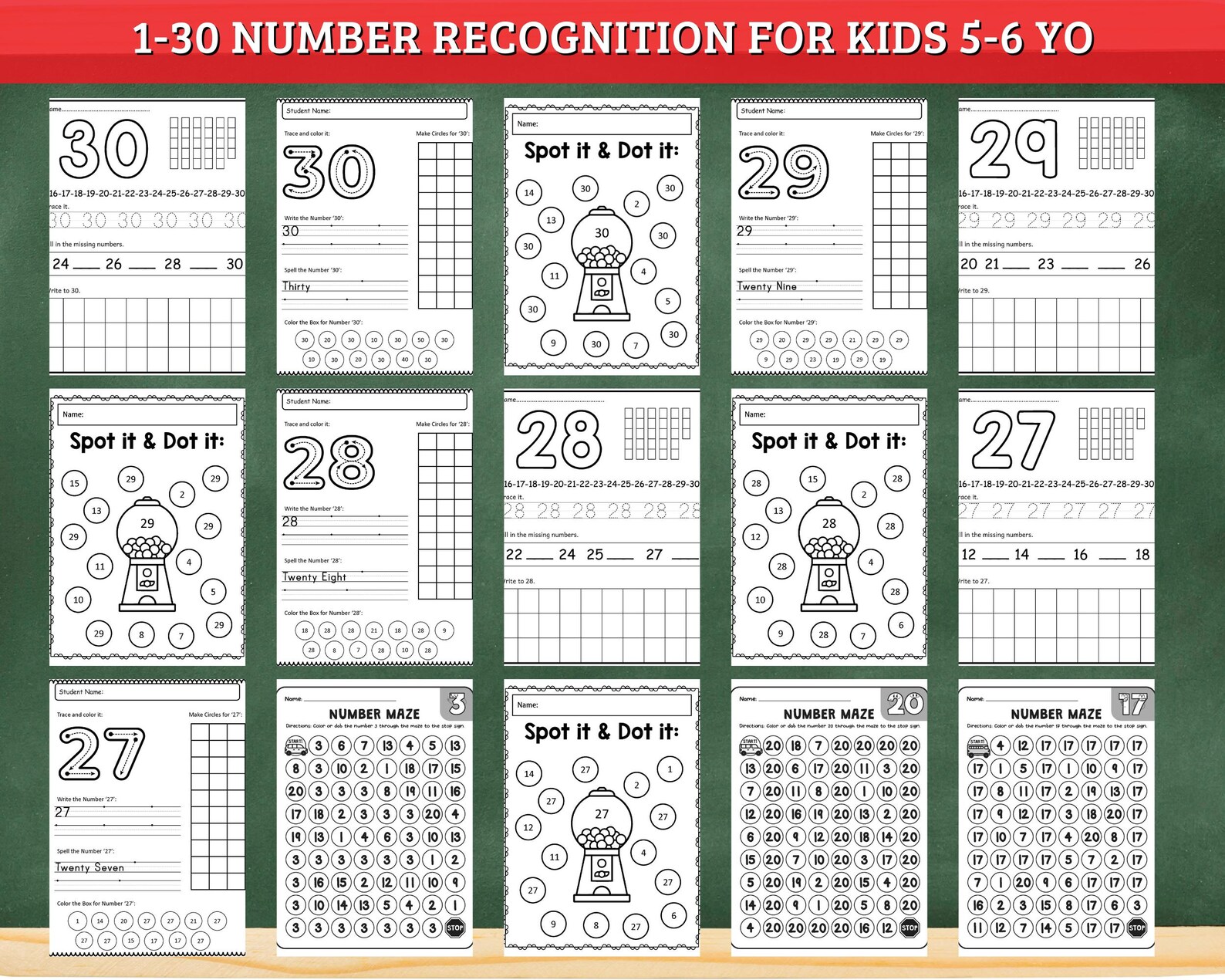 Number Recognition 1 30 Counting and Color Worksheet Learn to Count ...
