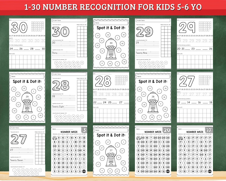 Number Recognition 1 30 Counting and Color Worksheet Learn to Count ...