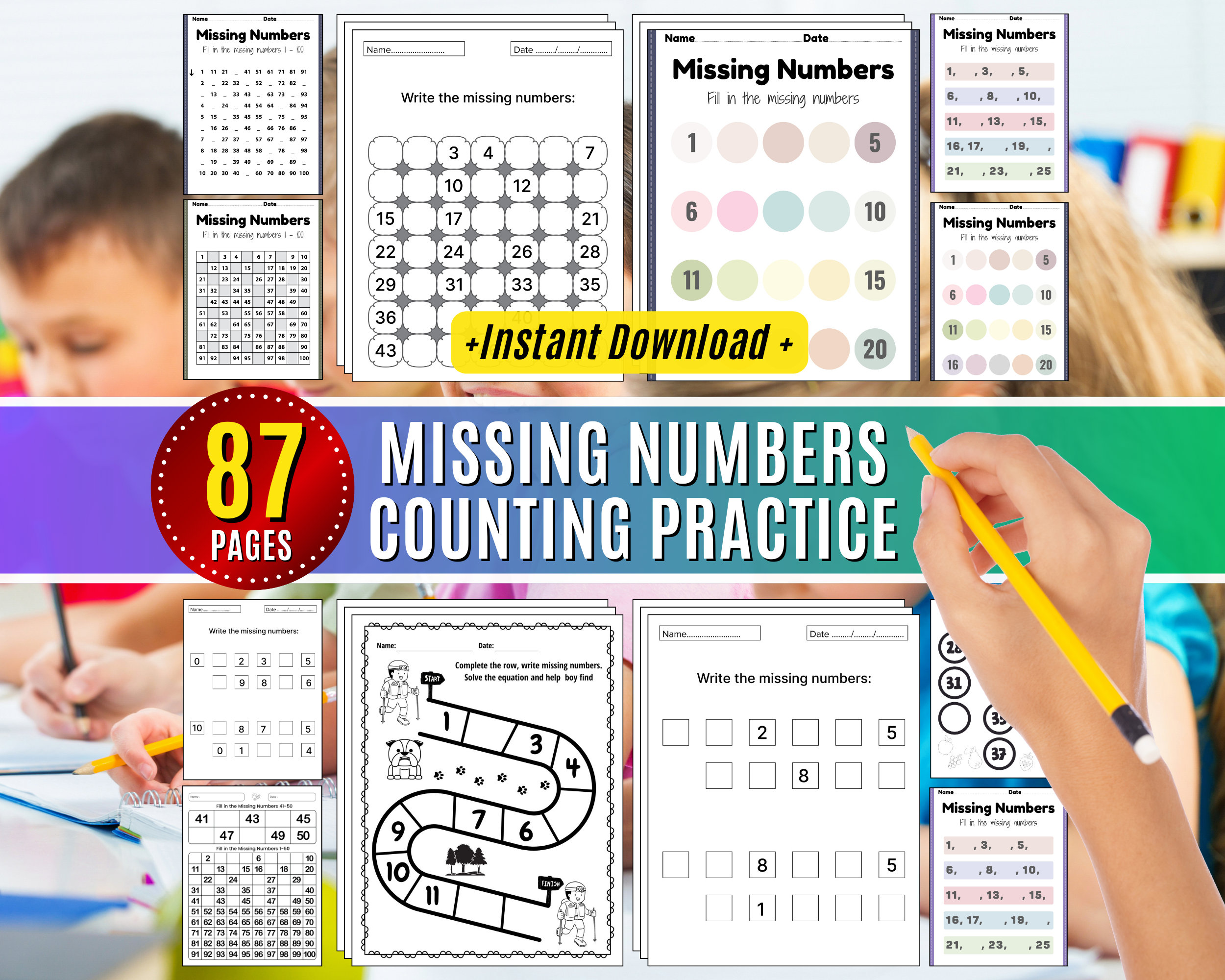 Missing Numbers Worksheets Counting Practice Number, Early Childhood ...