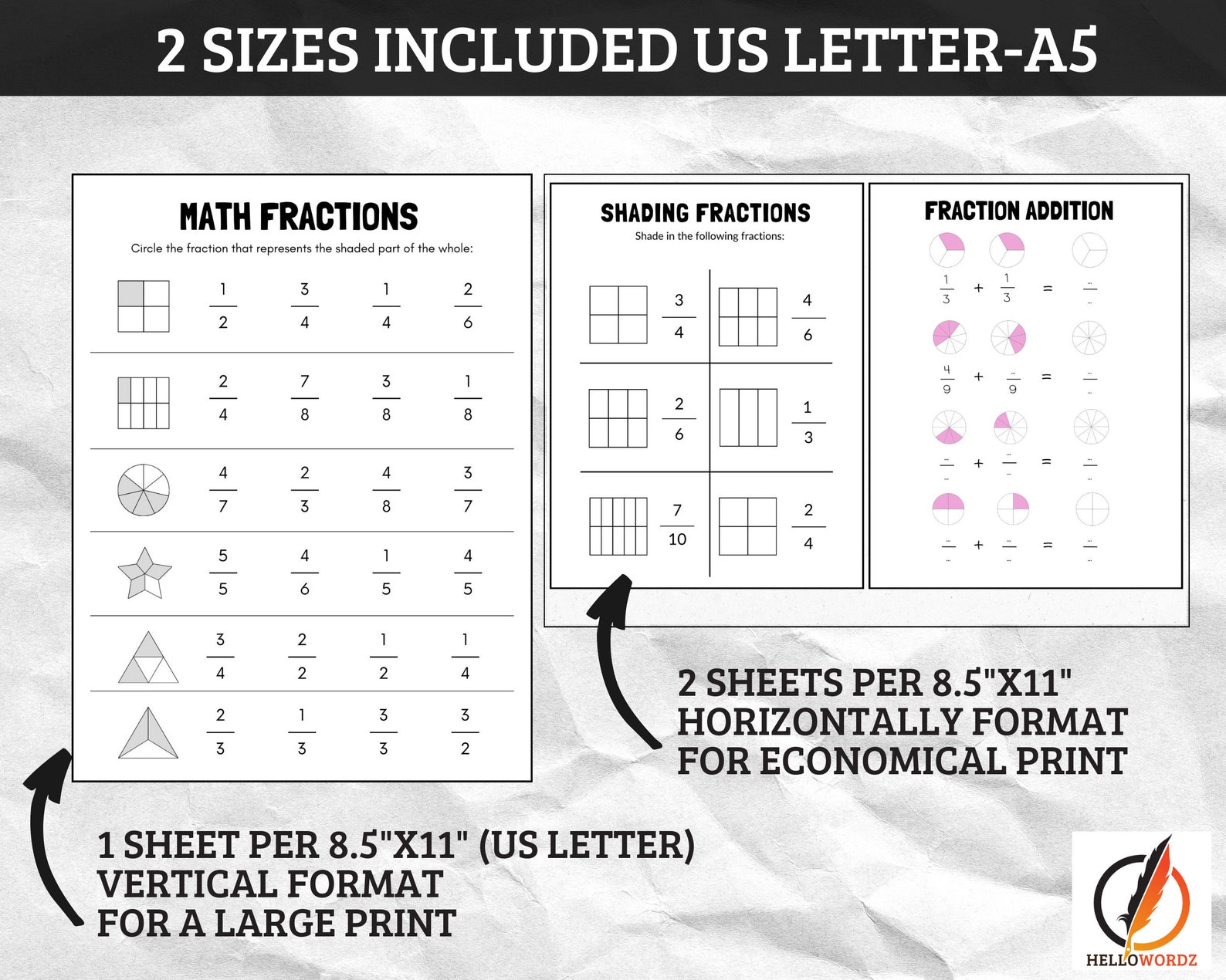 Fractions Worksheet Activities 3rd 4th Grade Printable, Learning Math ...