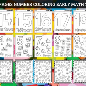 Counting to 20 Coloring Pages Numbers Recognition Learning Worksheets ...