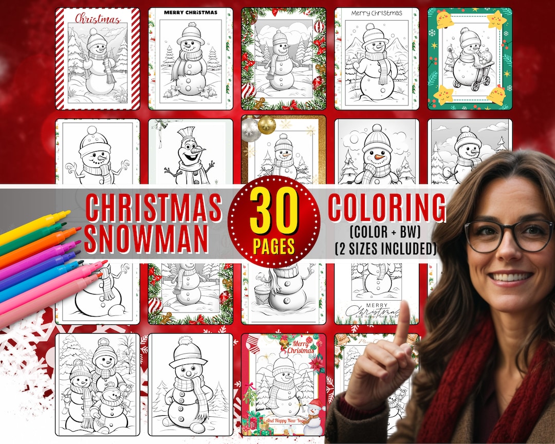 30 Snowman Coloring Page Christmas Sheet for Kids Printable - Etsy