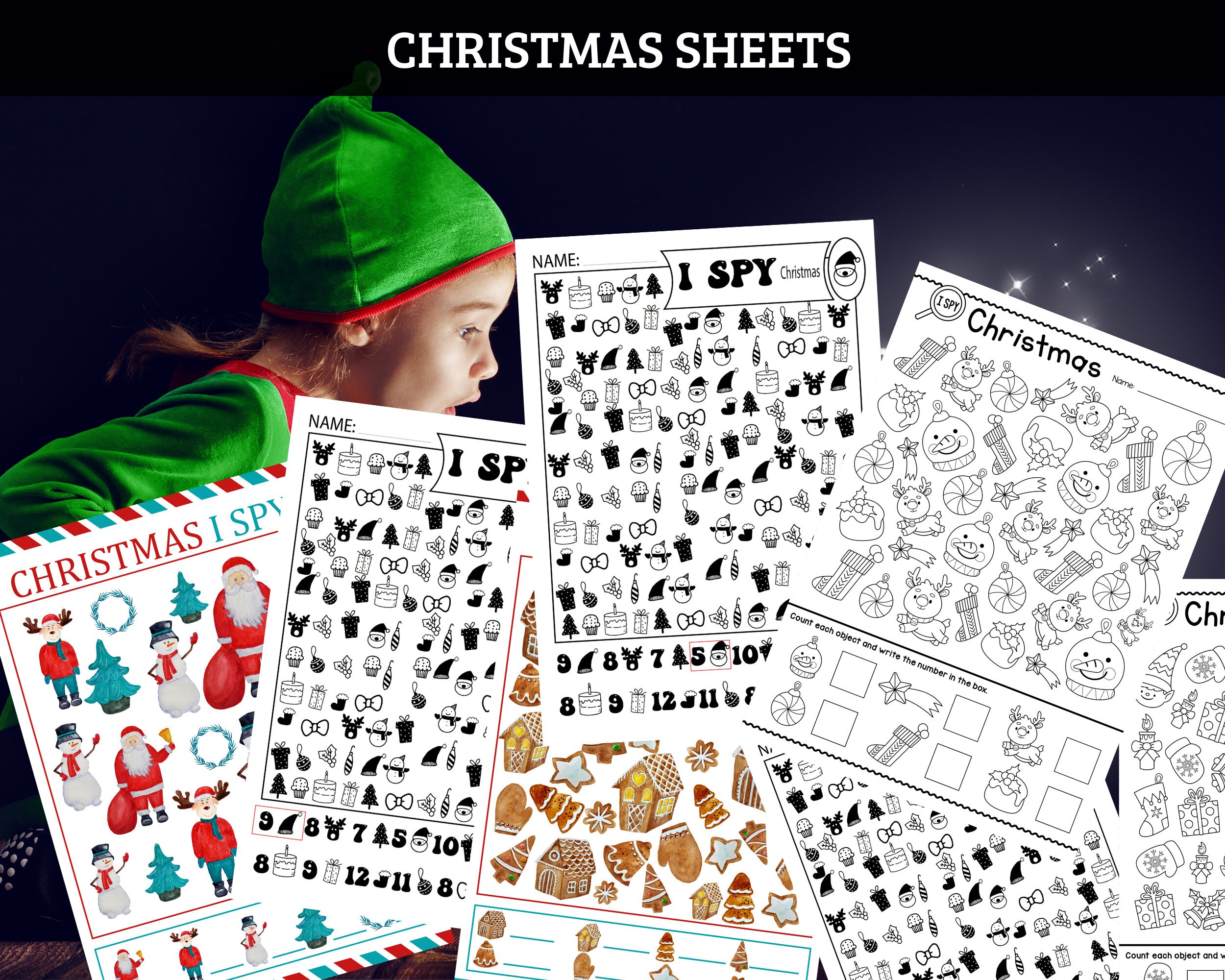 I Spy Christmas Pages Printable for Kids, Seek and Find, Look and Find ...