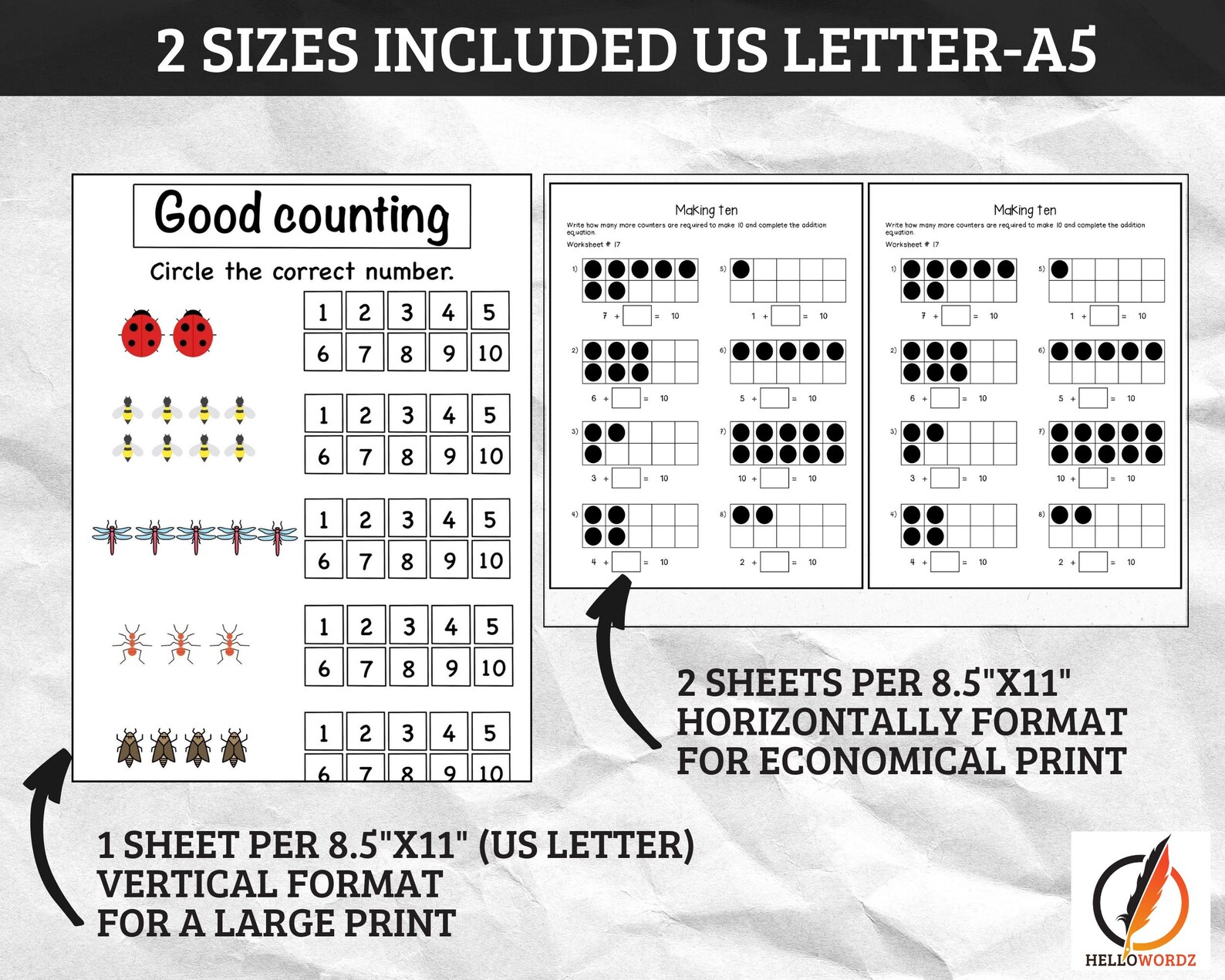 Counting 1-10 Learn to Count to 10 Activity Worksheet Math Kindergarten ...