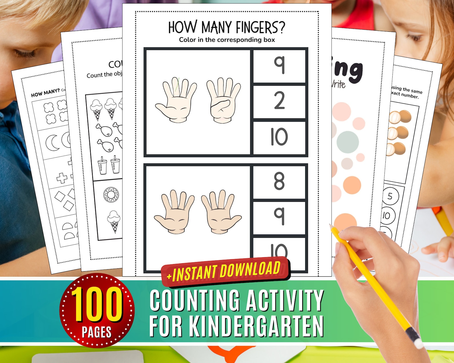 Counting Worksheet Activity for Kindergarten Counting to 10 Learning ...