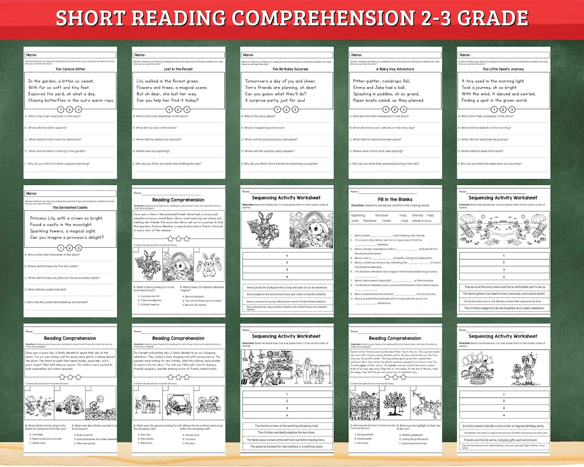 Reading Comprehension Worksheets: 2nd-3rd Grade English Activities ...
