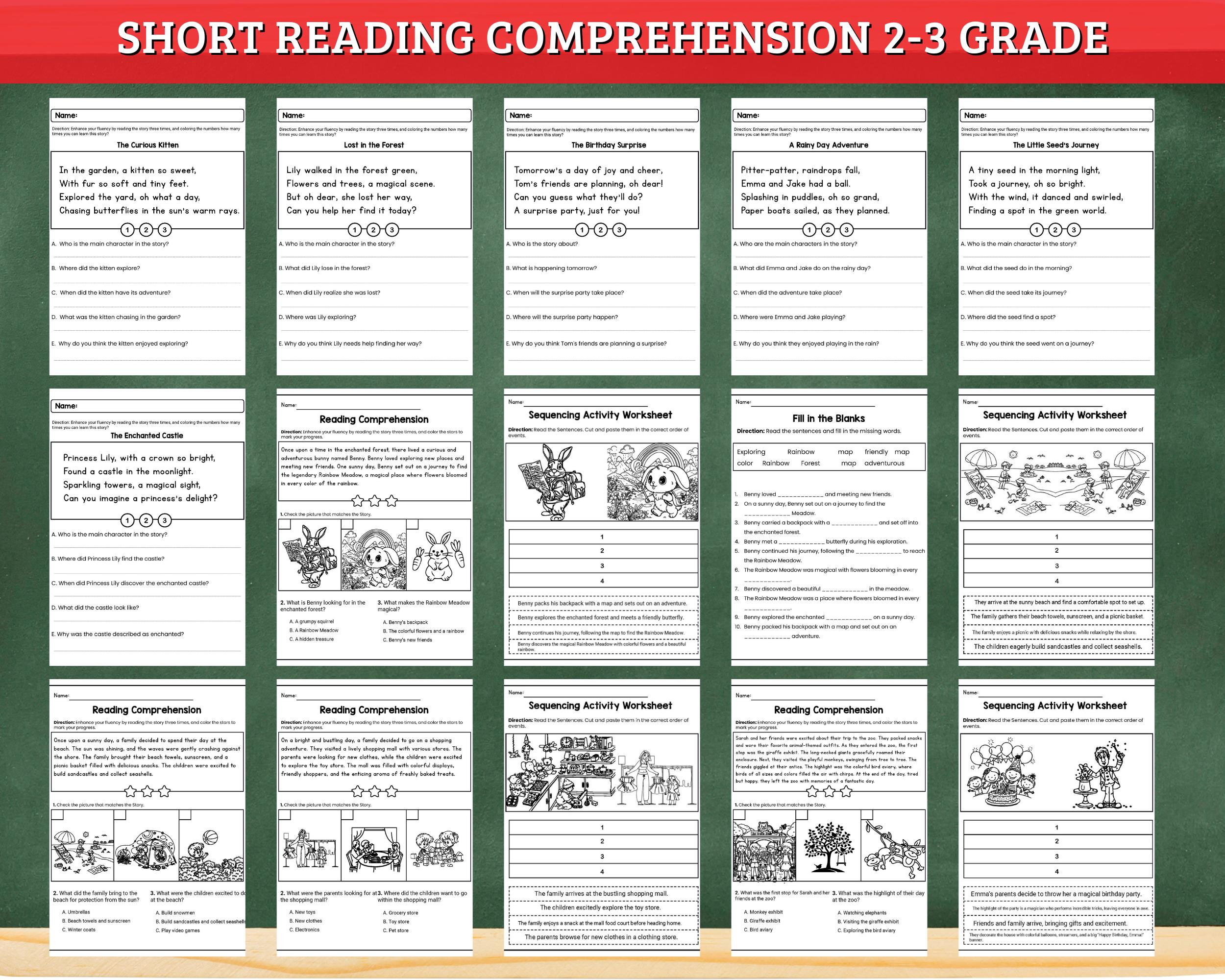Reading Comprehension Worksheets: 2nd-3rd Grade English Activities ...