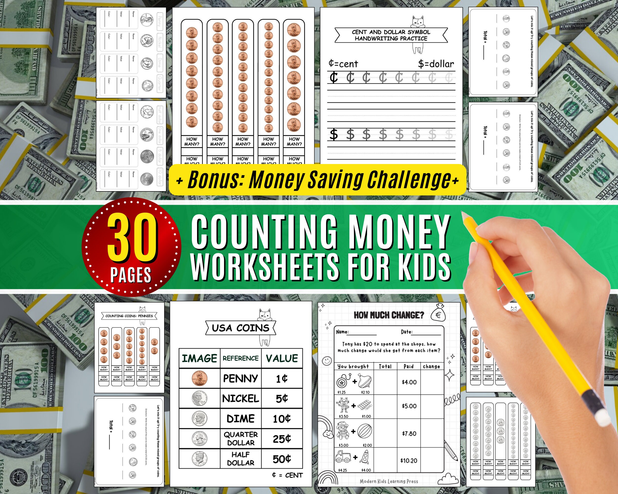 Worksheet Financial Literacy for Kids, Classroom Money Activity ...