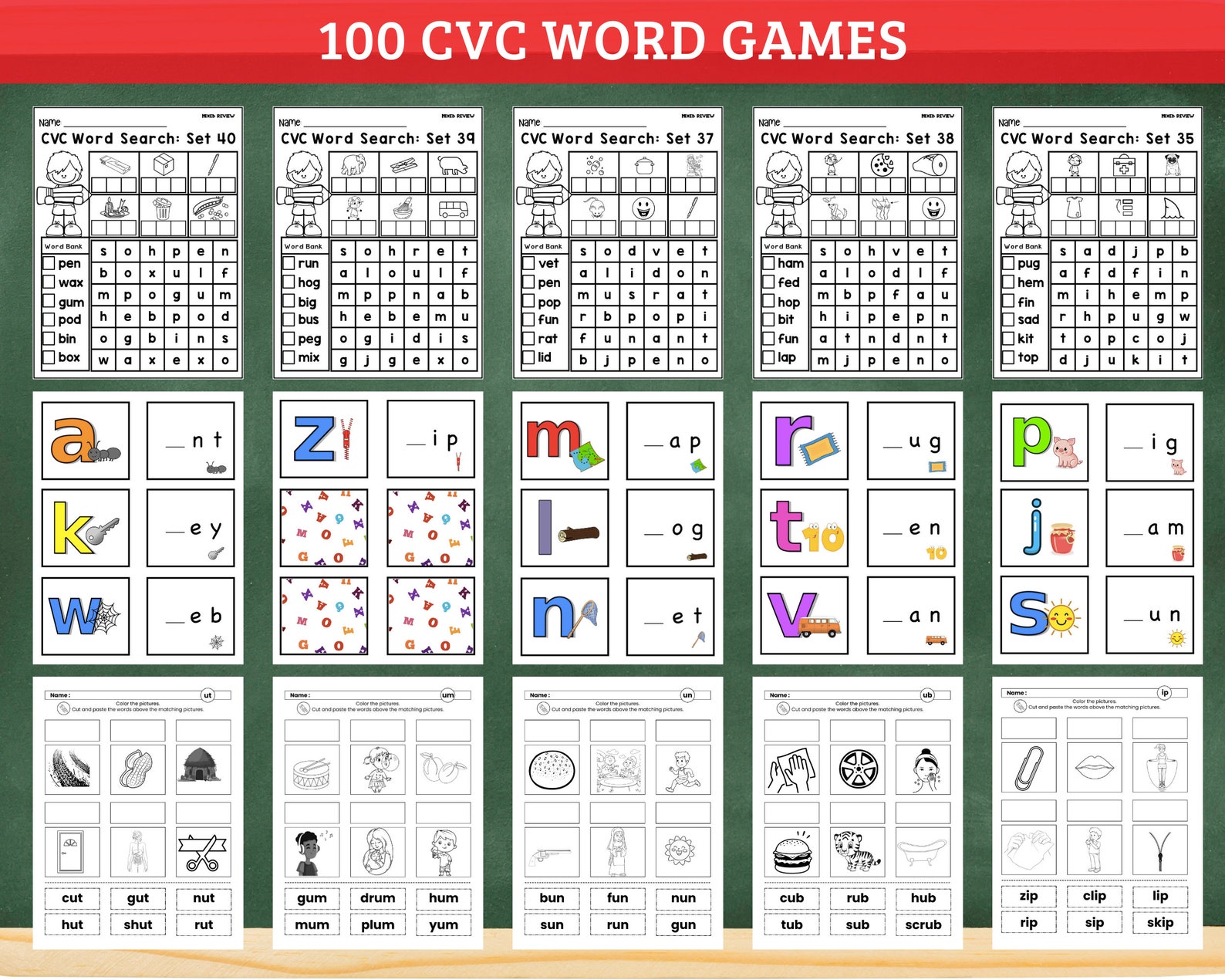 Cvc Words for Kindergarten Worksheets Games Word Search Printable CVC ...