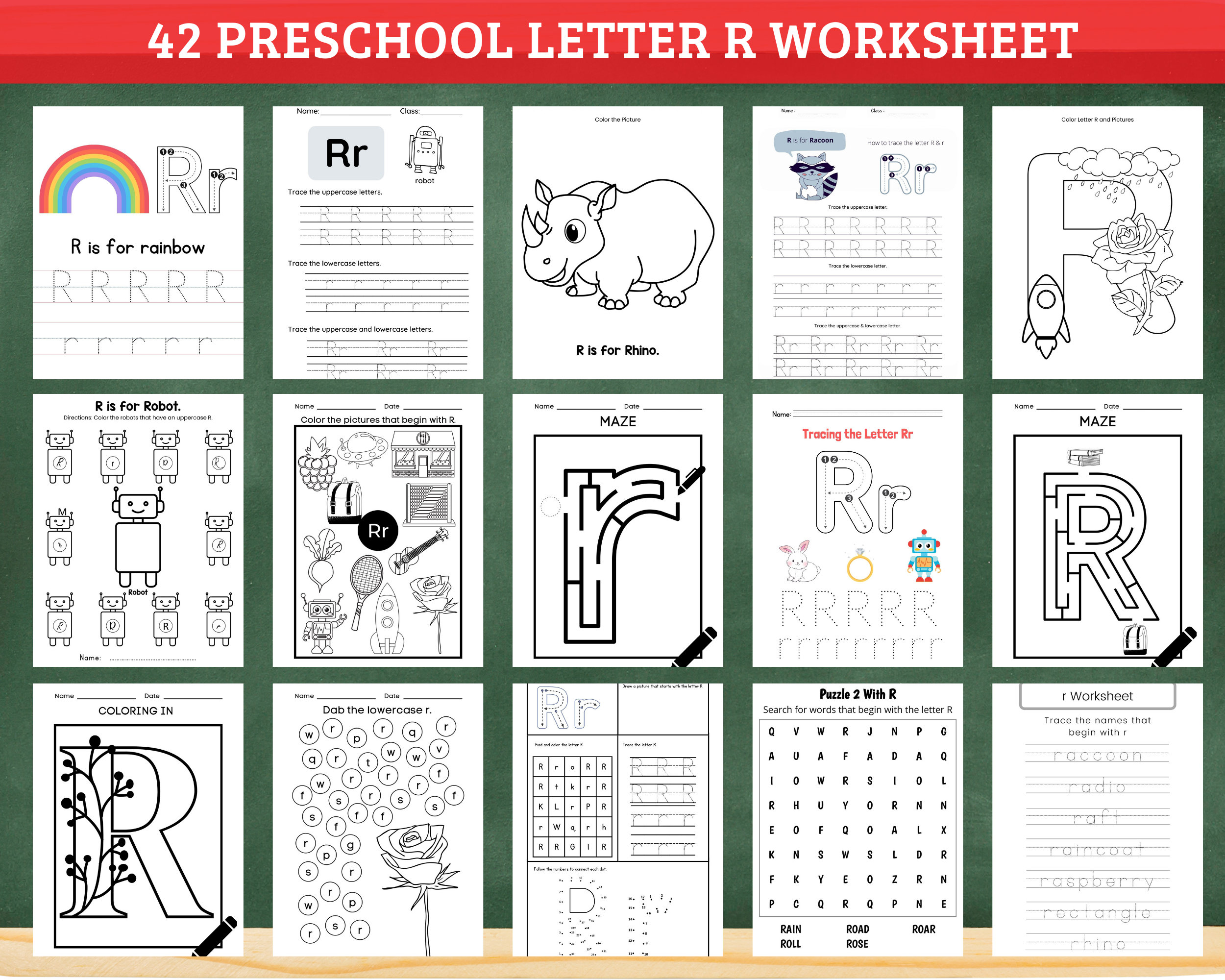 Letter R Worksheet: Preschool Tracing & Recognition Homeschool ...