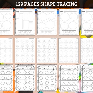 Tracing Worksheet Preschool Activity Shape Basic Learning Geometric ...