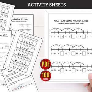 Number Line Addition & Subtraction Worksheets: Skip Counting Activities ...