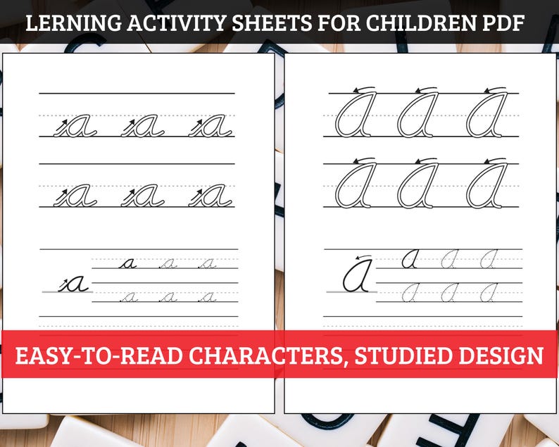 Alphabet Letters Cursive Tracing Letter Writing Sheets Handwriting ABC ...