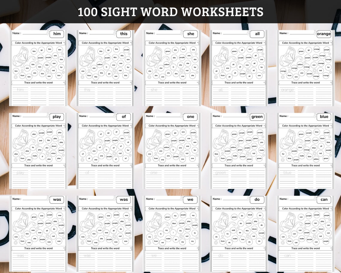 Fry Sight Words High Frequency Worksheets Kindergarten CVC Printable ...