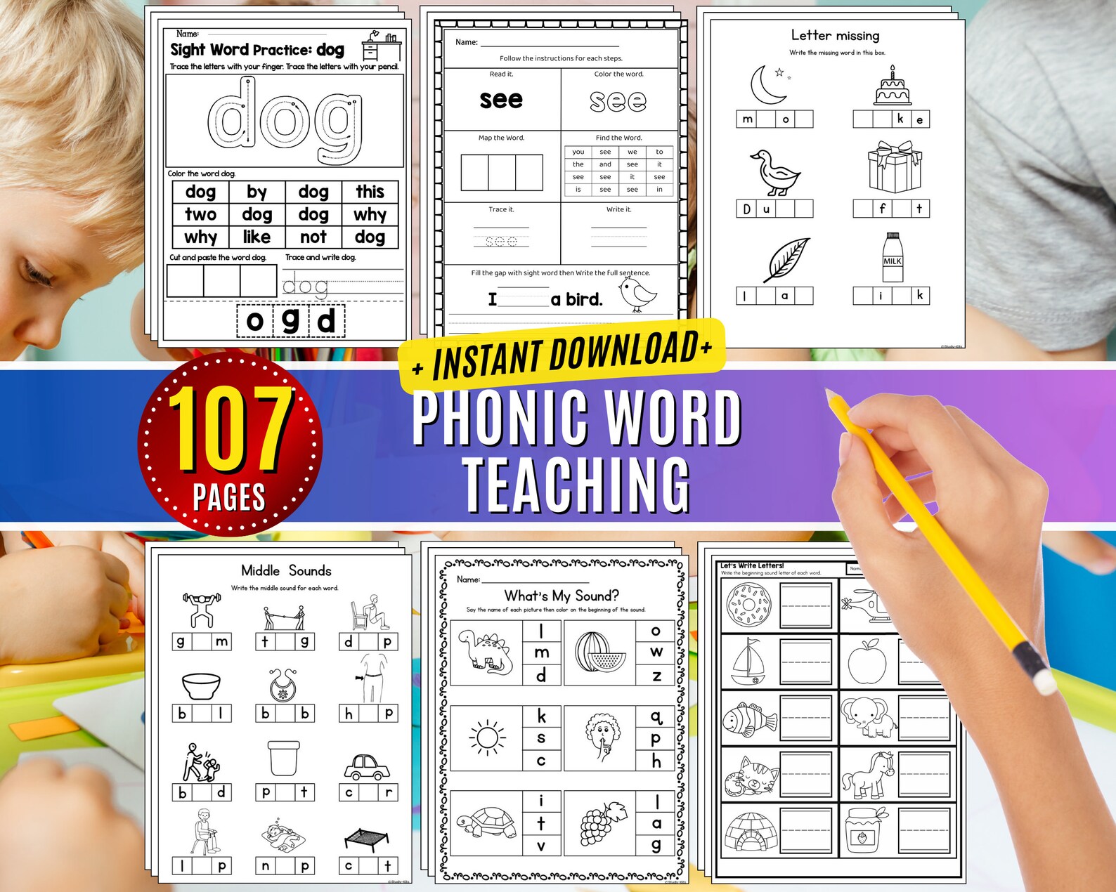 Phonic Word for Kids Teaching Worksheets Kindergarten Beginning Sounds ...