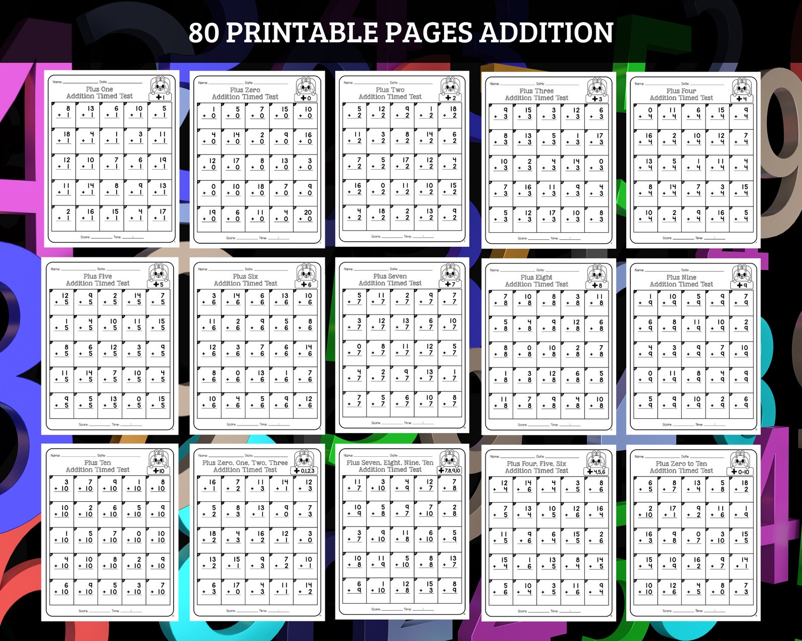 Basic Addition Worksheet Printables, Kindergarten Practice Single Digit ...