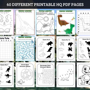 Dinosaur Game Printable Bundle, Dinosaur Activity Pages, Dinosaur ...