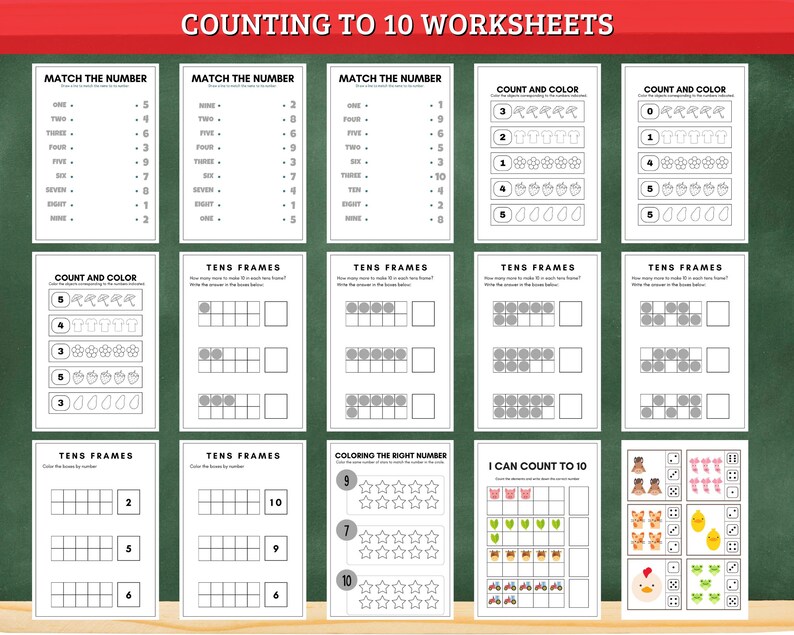 Counting to 10 Worksheet Learn to Count Numbers 1-10 Tally Marks Ten ...