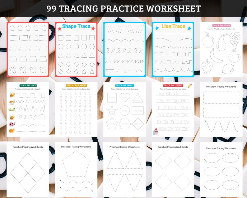 Tracing Worksheet Practice for Kids Learn to Write Prek Tracing Letters ...