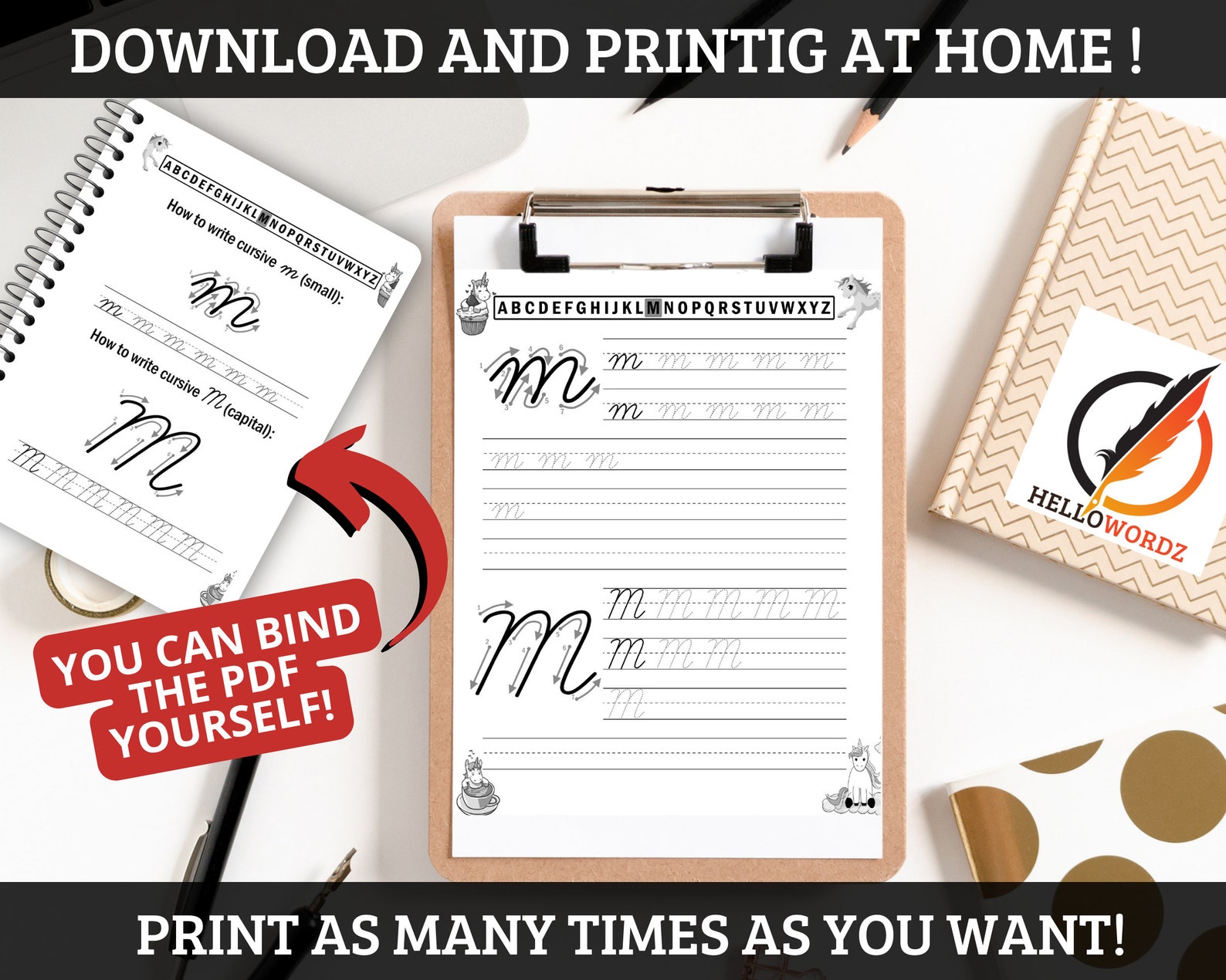 Cursive Handwriting Worksheets Practice Workbook for Kids Letter ...