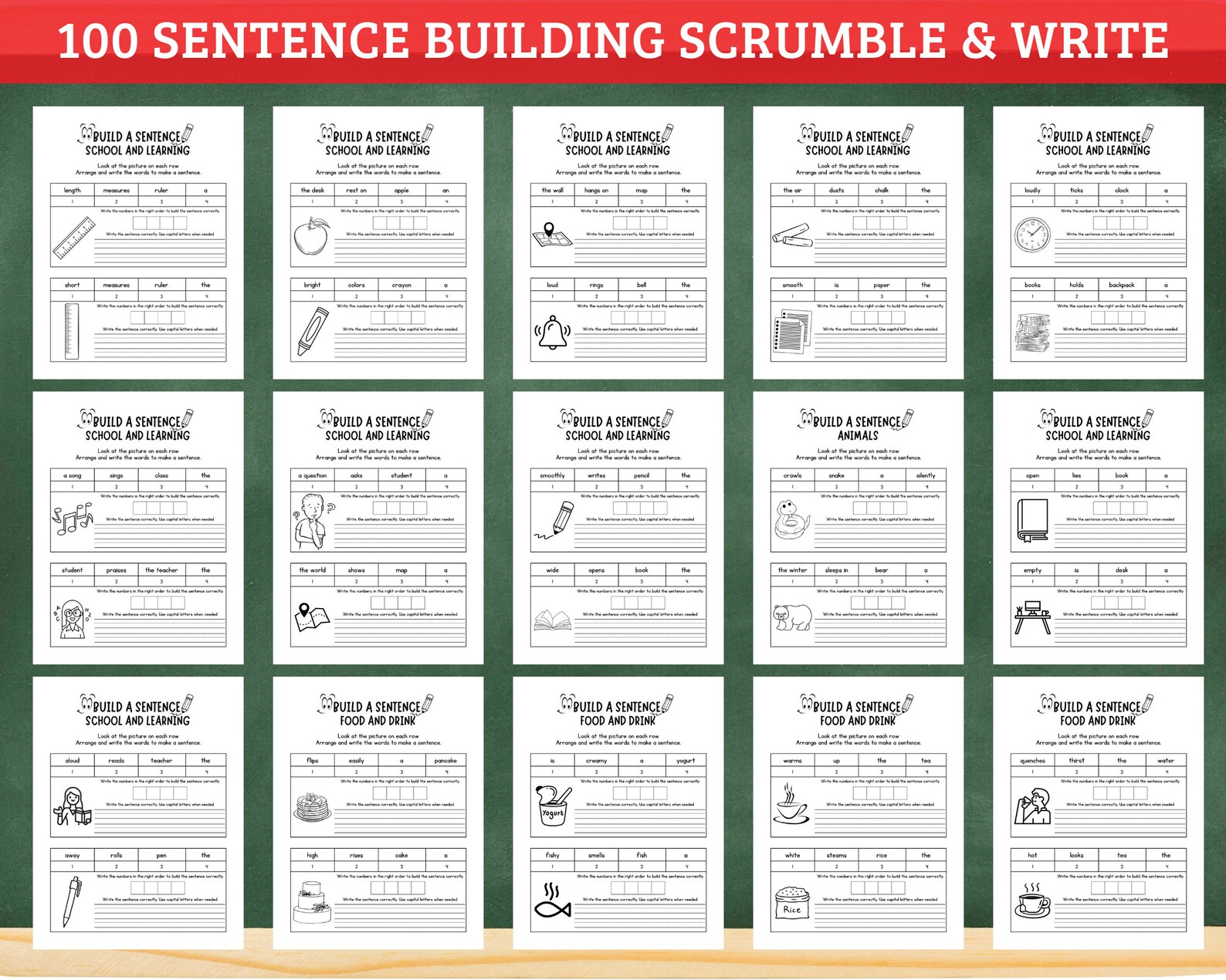 Sentence Building Worksheets Structure Writing Penmanship Practice ...