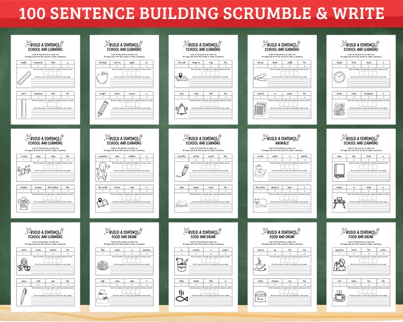 Sentence Building Worksheets Structure Writing Penmanship Practice ...