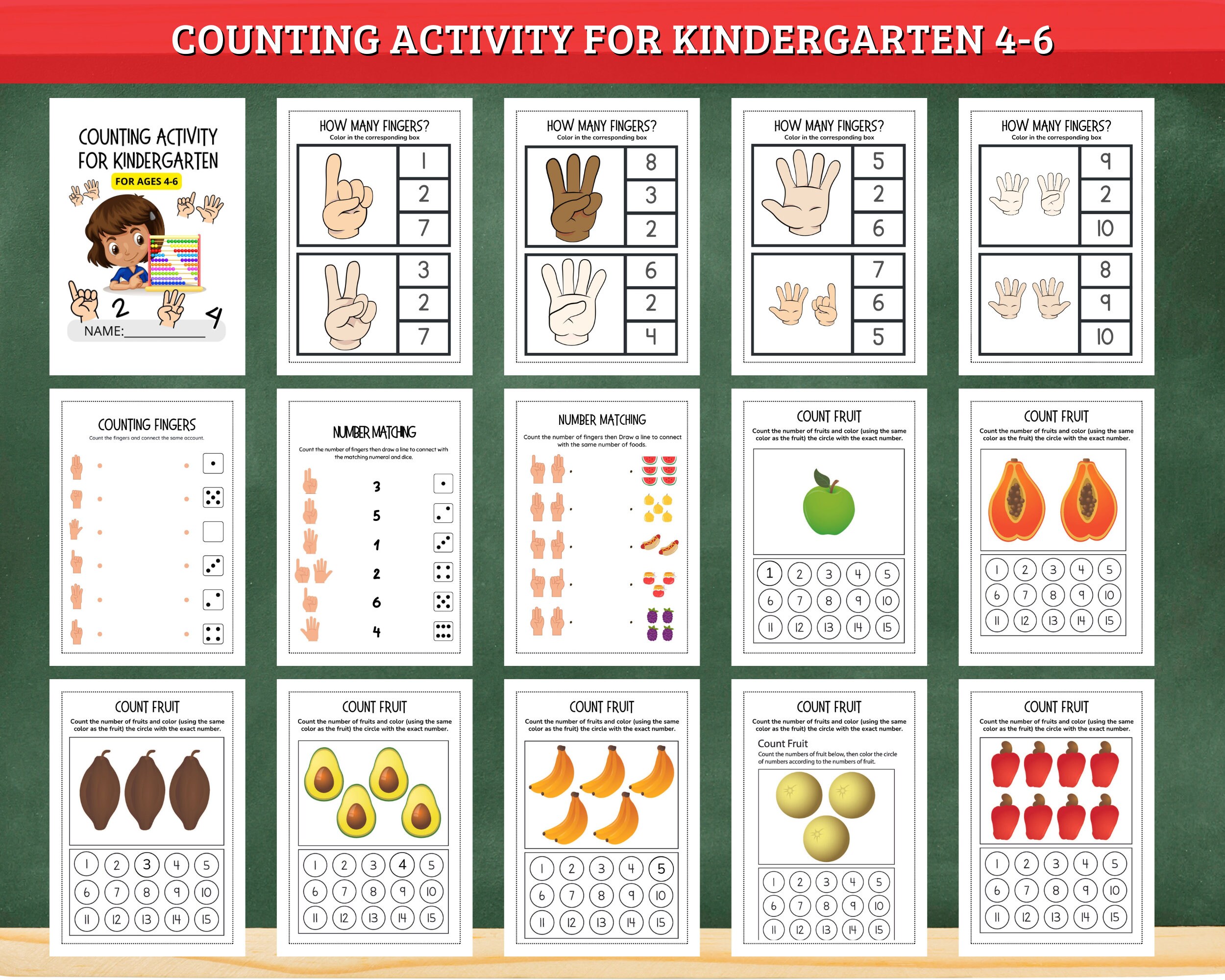 Counting Worksheet Activity for Kindergarten Counting to 10 Learning ...
