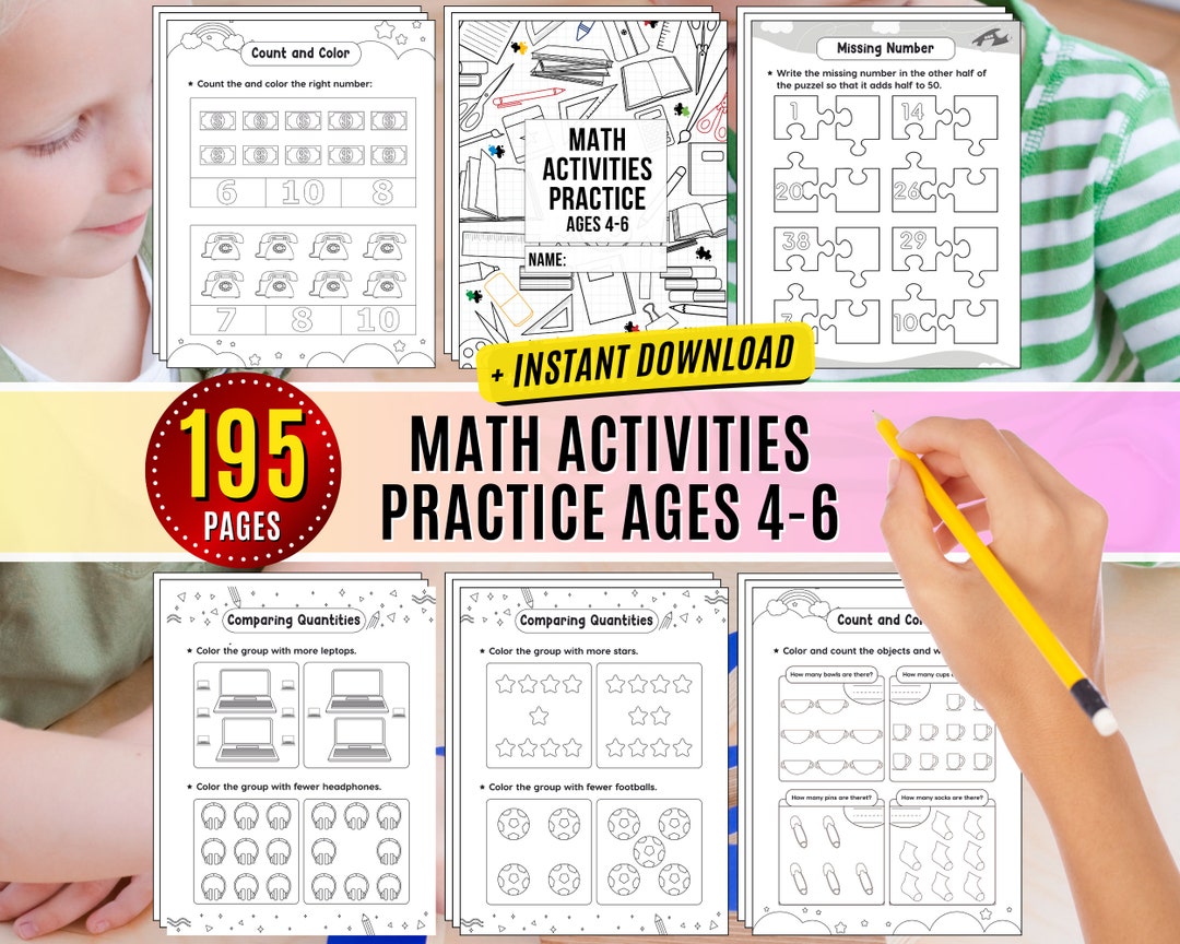 Math Worksheet Kindergarten Printable Counting Exercises Practice for Kids, Basic Math Practice ...