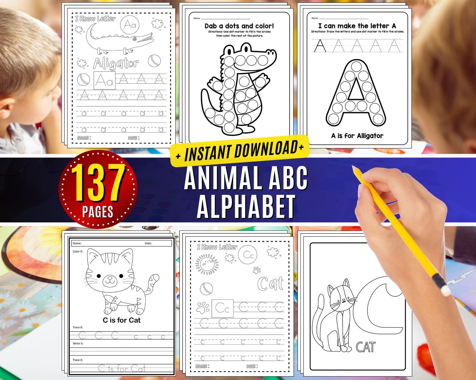 Alphabet Tracing Worksheets Activity Preschool Practice Workbook Bundle ...