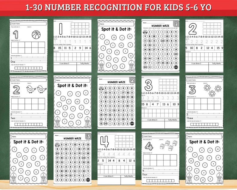 Number Recognition 1-30 Worksheet: Counting & Tracing (printable Pdf ...