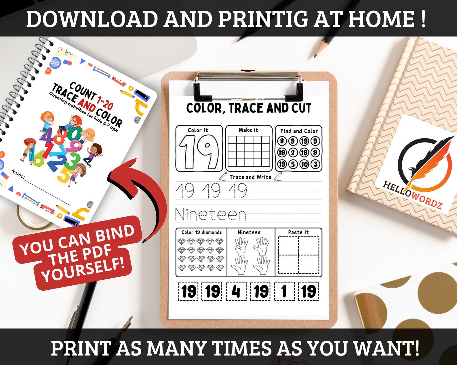 Counting 1-10 Learn to Count to 10 Activity Worksheet Math Kindergarten ...