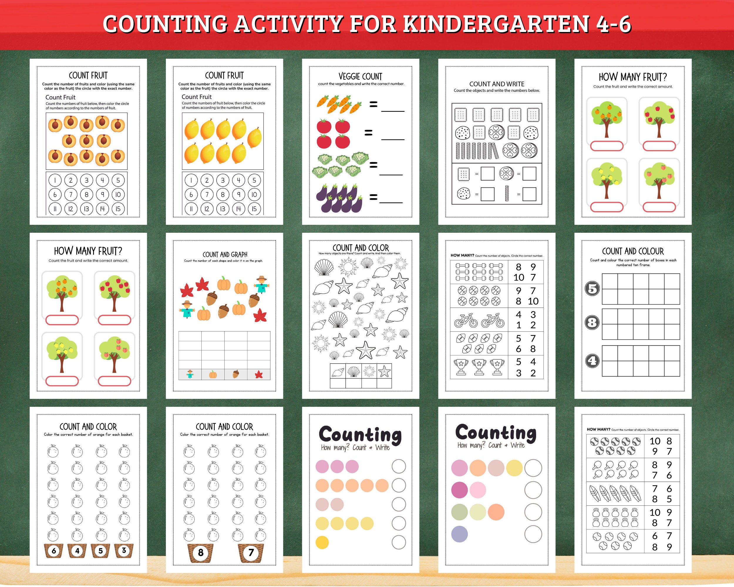 Preschool Counting Worksheets Activity for Kindergarten Counting to 10 ...