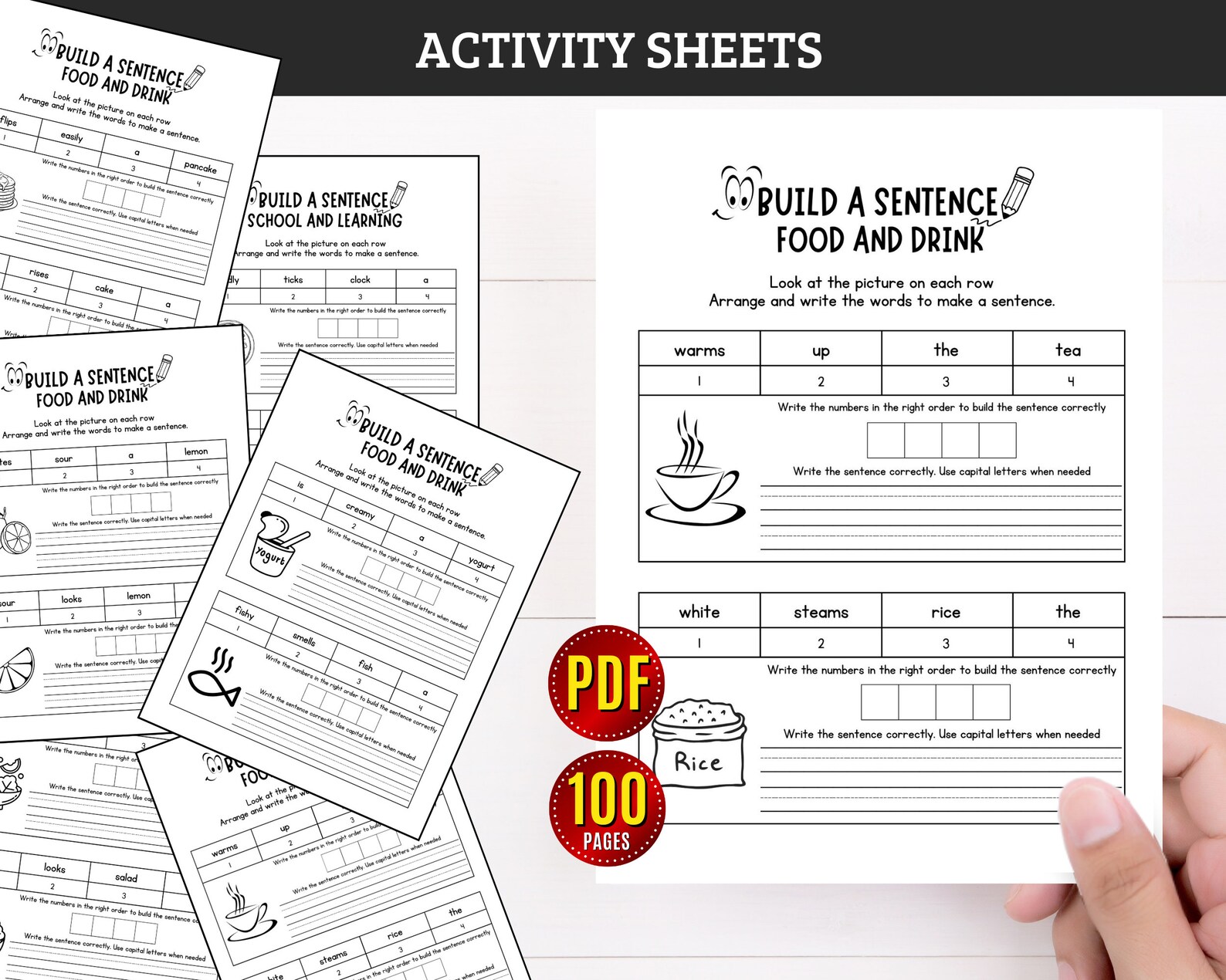 Sentence Building Worksheets Structure Writing Penmanship Practice ...
