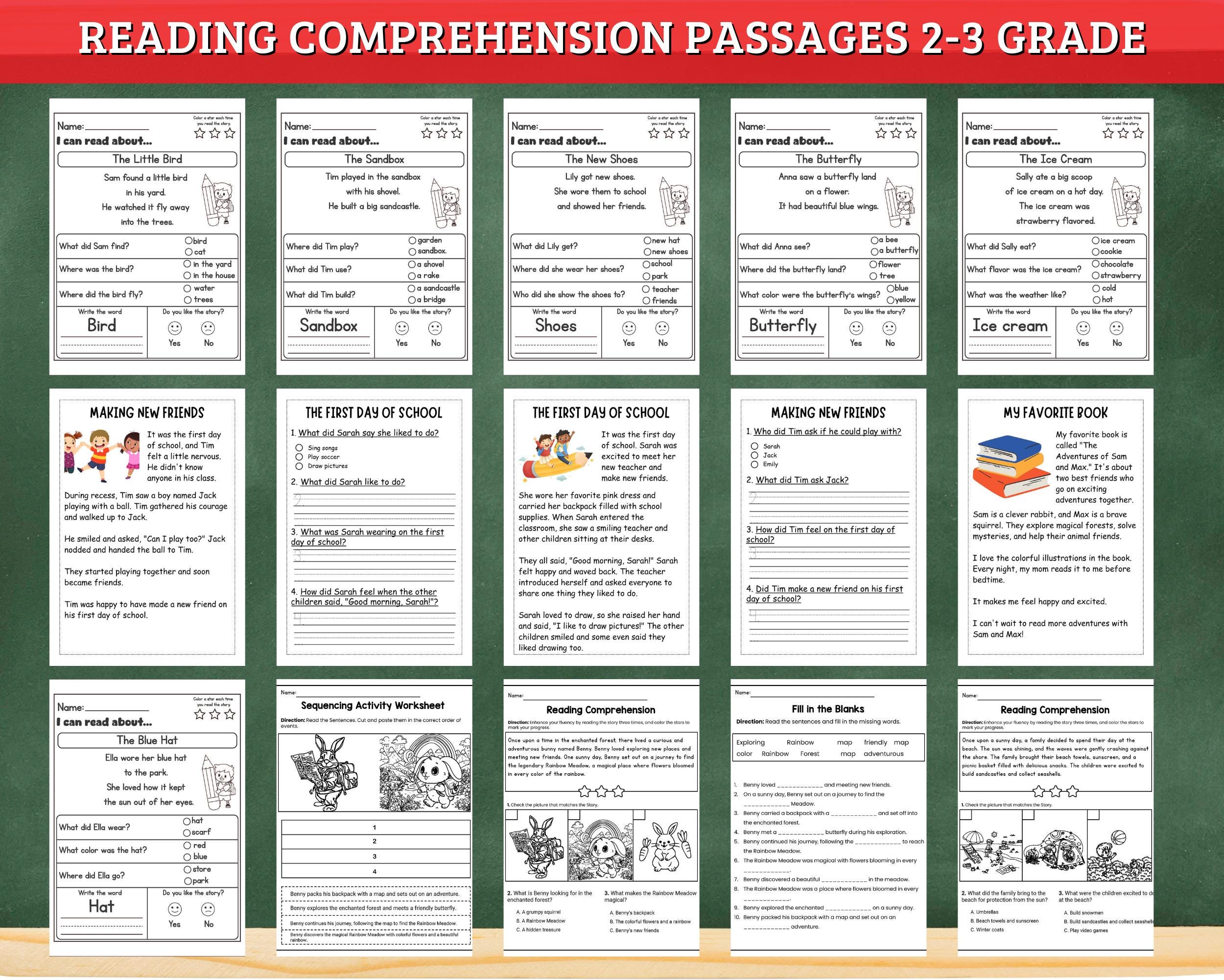 Reading and Comprehension Passages, Practice Short Stories Beginning ...